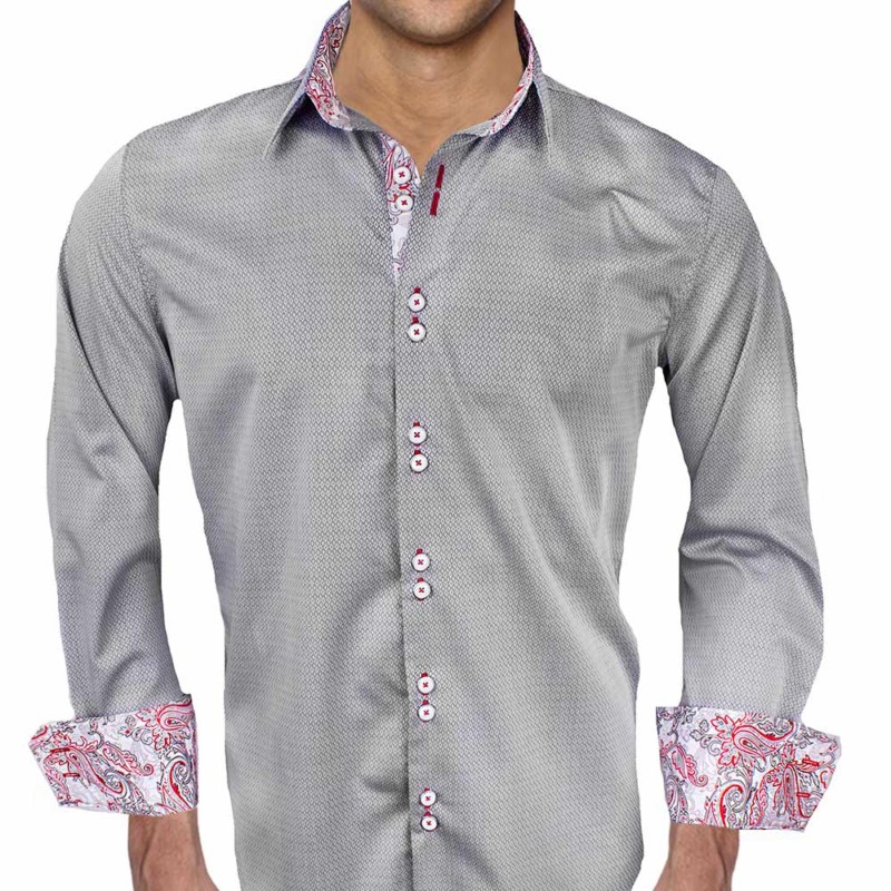 Gray with Red Contrast Dress Shirts