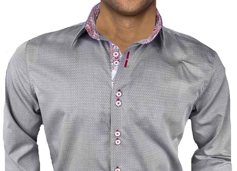Gray with Red Contrast Dress Shirts