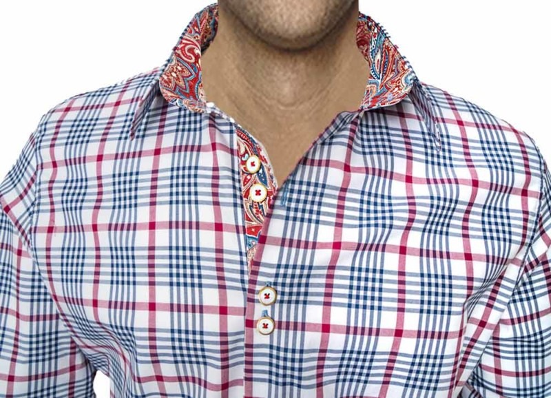 Blue and Red Plaid Dress Shirts- Anton Alexander Dress Shirt