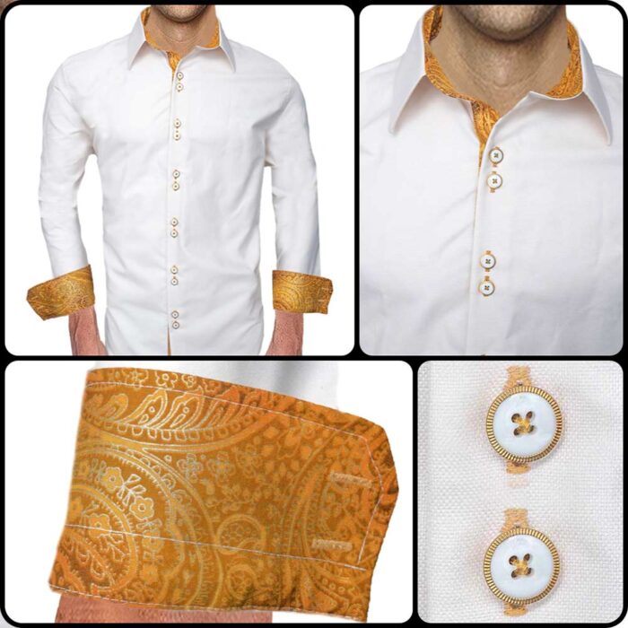 Cream with Gold Dress Shirts