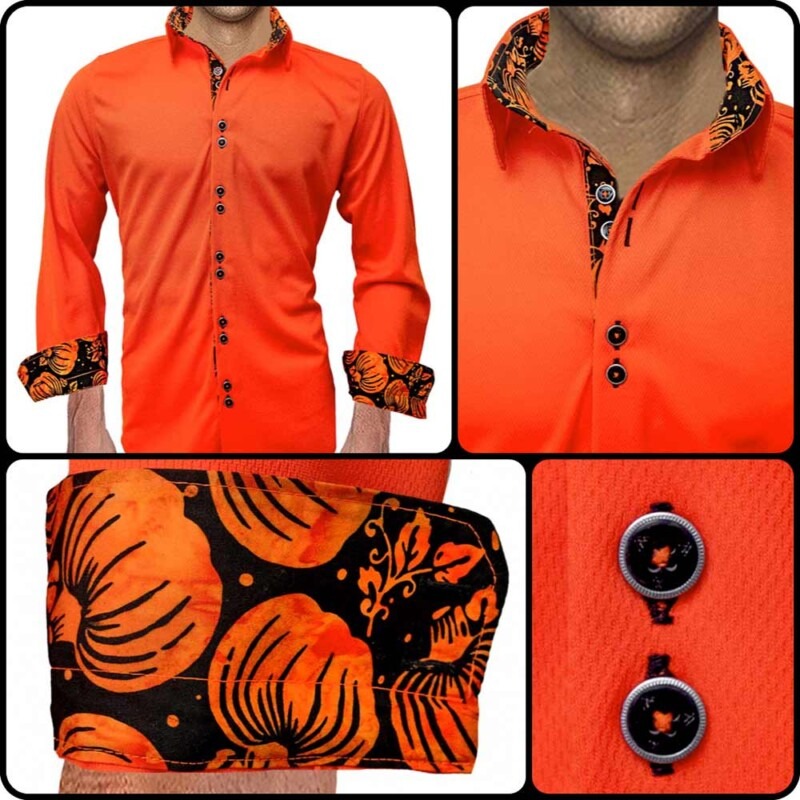 Orange and Black Mens Shirts - Anton Alexander Shirting